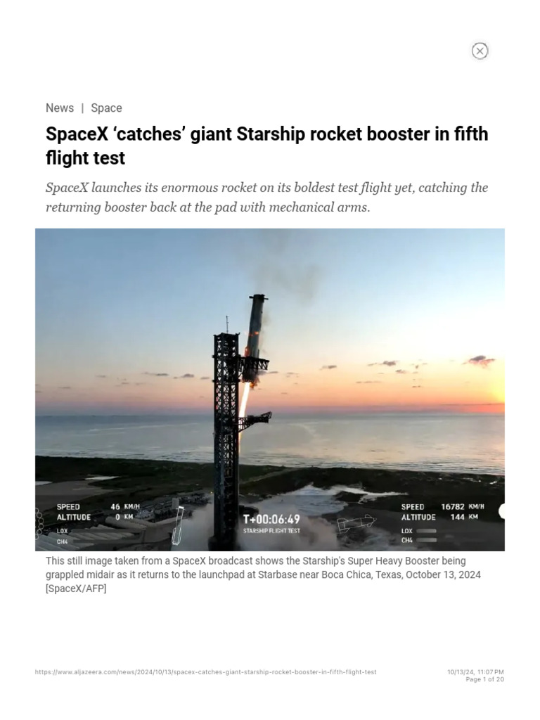 SpaceX Catches' Giant Starship Rocket Booster in Fifth Flight Test ...