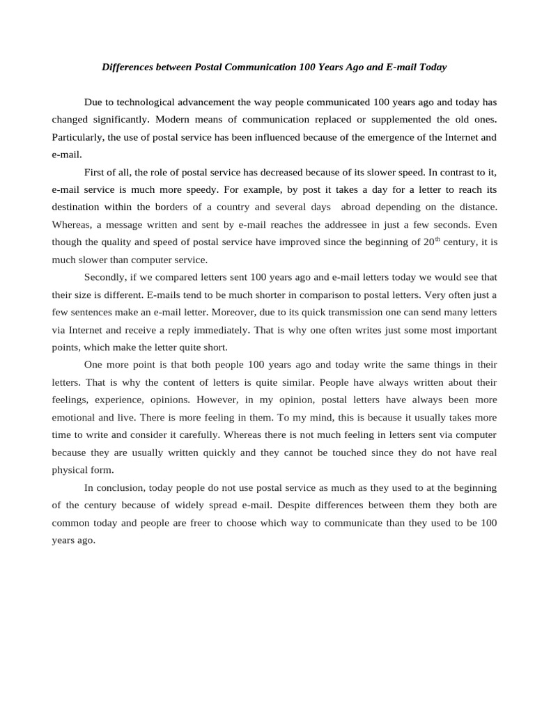 Postal vs. Email Communication Today | PDF | Social Science
