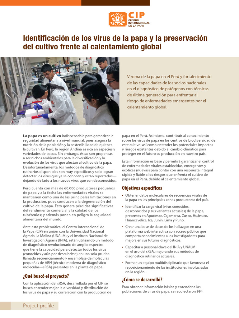 CIP PP Identificacion Virus Papa y Preservacion Frente Calentamiento Global | PDF | Virus | Patata