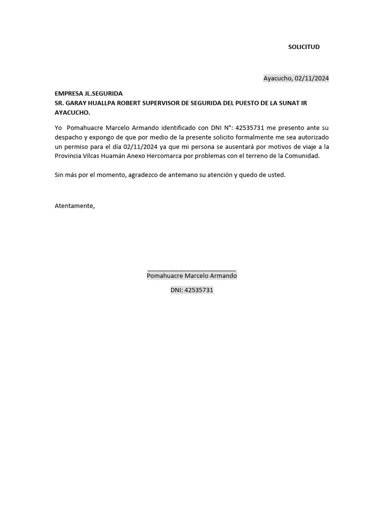 Solicitud de Permiso Con Goce de Sueldo | PDF