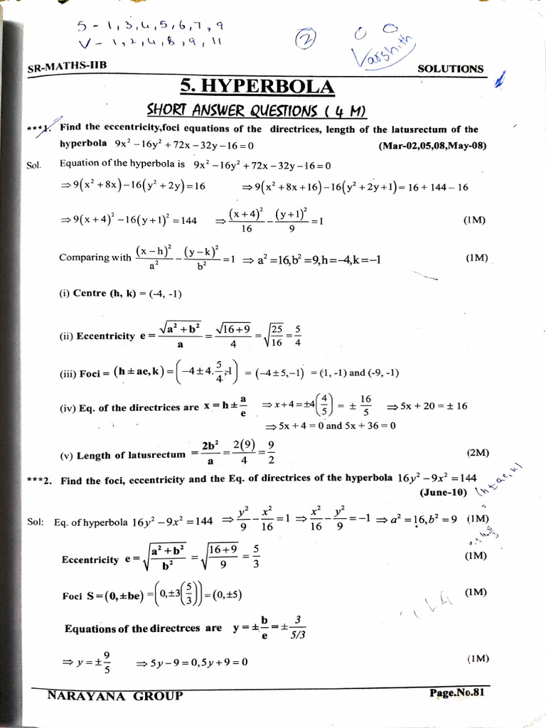 Hyperbola Pdf Algebraic Geometry Geometric Shapes