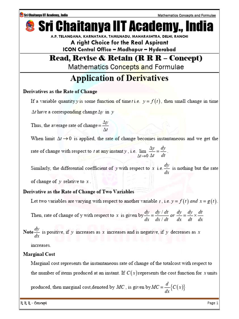 Application of Derivatives | PDF | Monotonic Function | Tangent