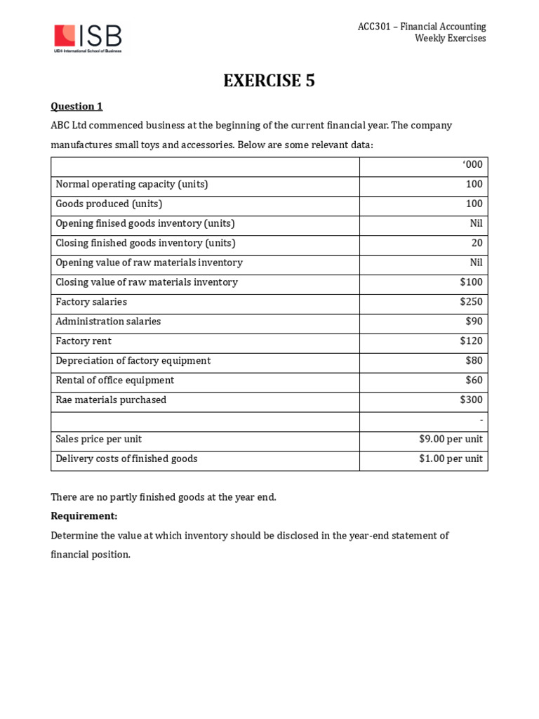Exercise 5 - Inventories | PDF | Inventory | Cost Of Goods Sold