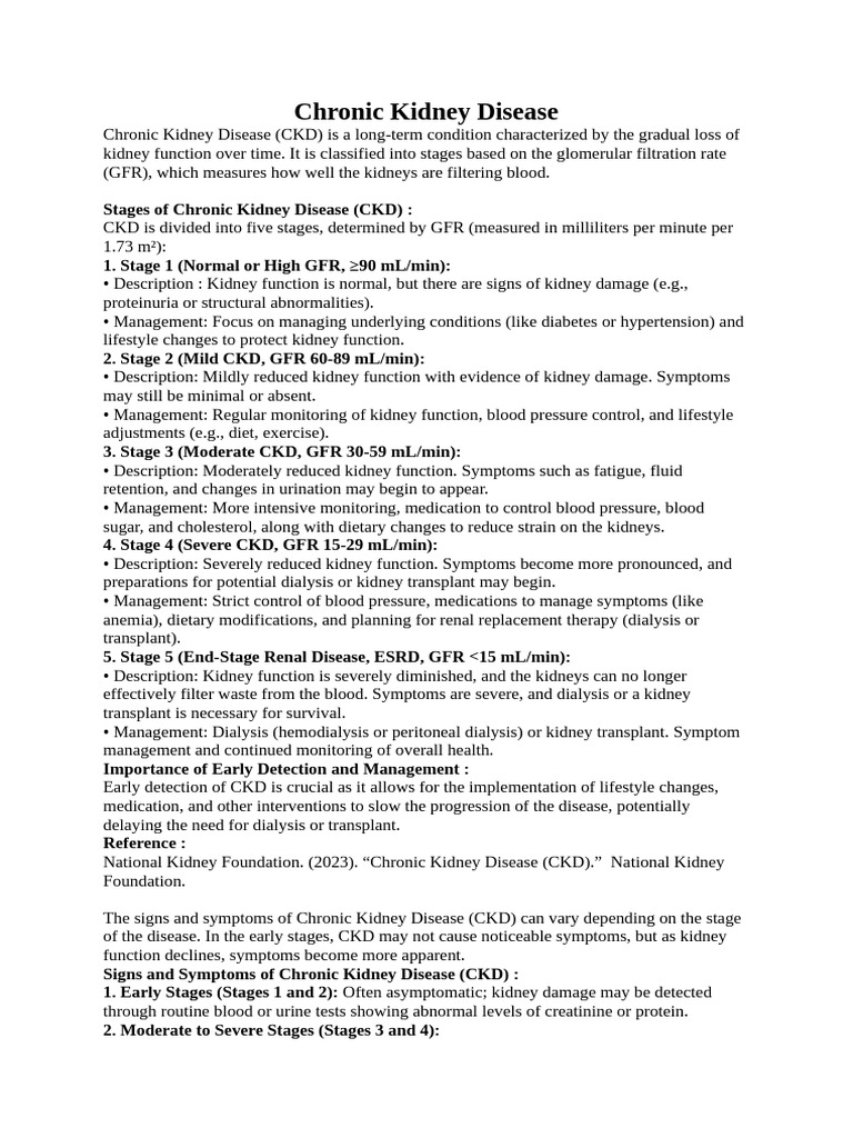 CKD - Chronic Kidney Disease | PDF | Chronic Kidney Disease | Kidney