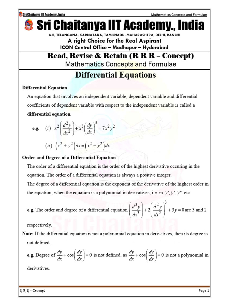 Differential Equations | PDF | Equations | Variable (Mathematics)