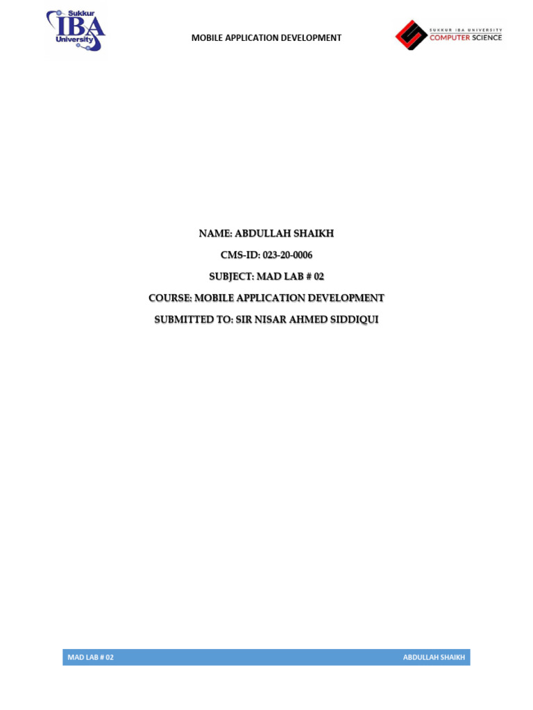 MAD LAB # 02 by Abdullah Shaikh | PDF | Computers