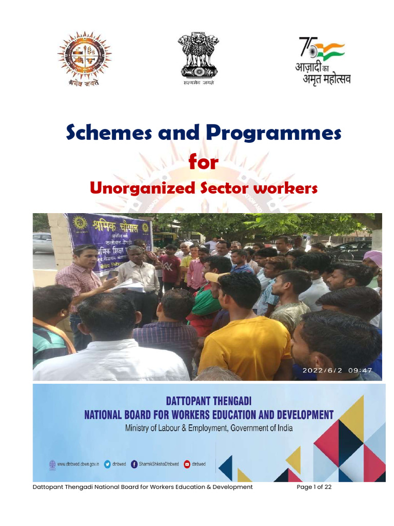 Schemes and Programmes For Unorganised Sector Workers - 68K8 | PDF | Pension | Government Of India