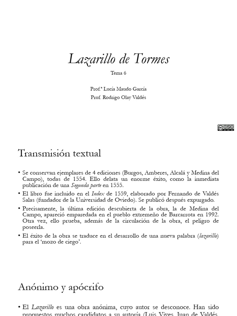 Tema 6. Lazarillo de Tormes | PDF | Literatura española
