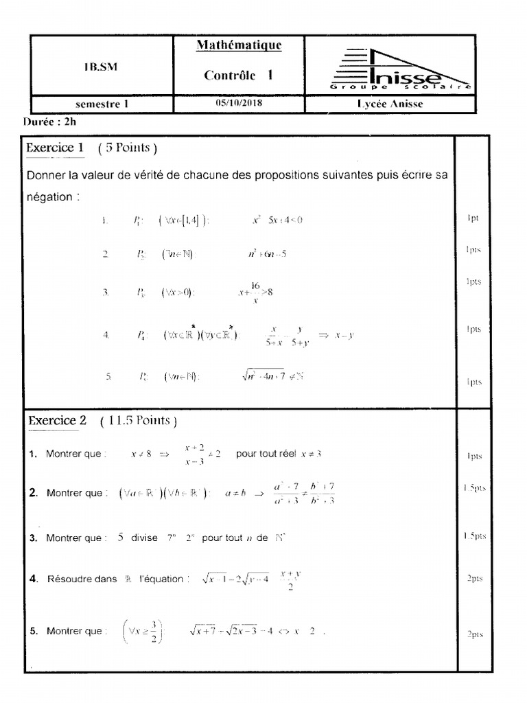 GSA 1BAC 1819 S1 C1 SM Maths | PDF