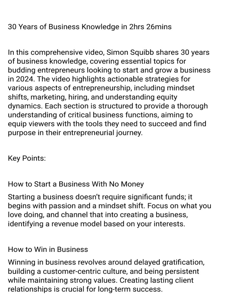 30 Years of Business Knowledge | PDF | Entrepreneurship | Business