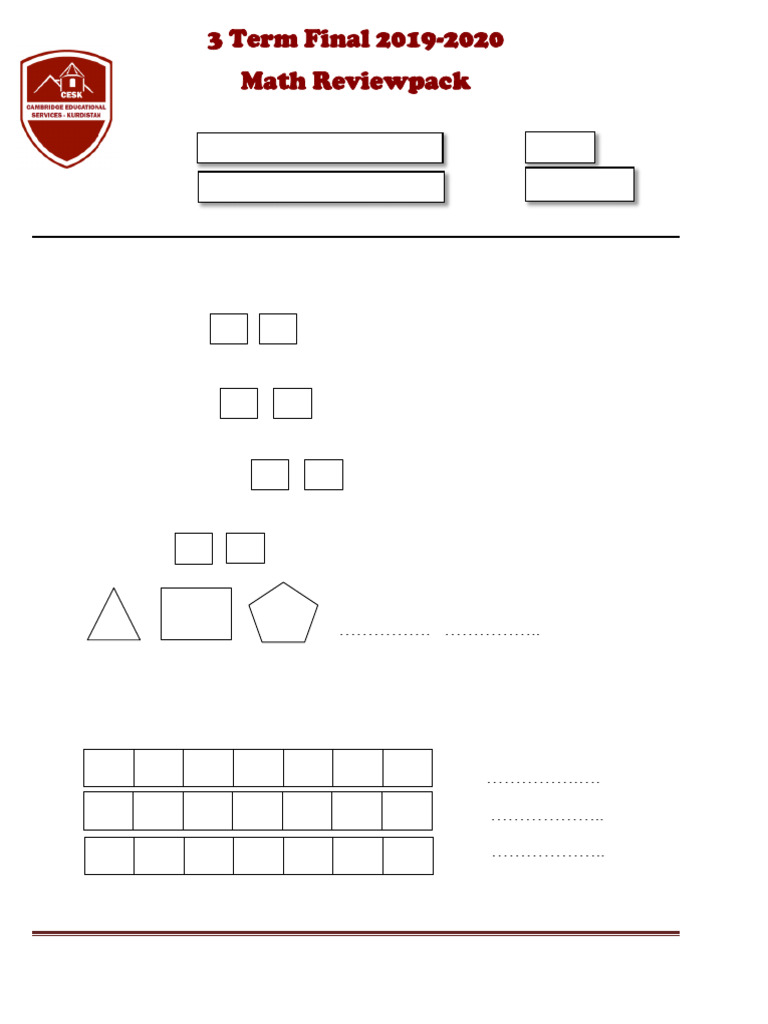 Stage 4 Math Term 3 Final Review Pack (1) - 2 | PDF | Shape | Rectangle