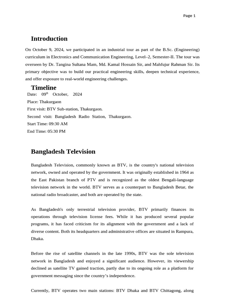 Industrial Tour Report | PDF | Frequency Modulation | Modulation