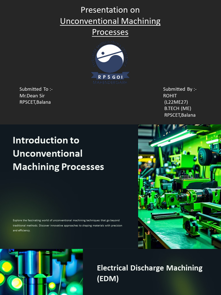 Introduction To Unconventional Machining Processes | PDF | Machining ...