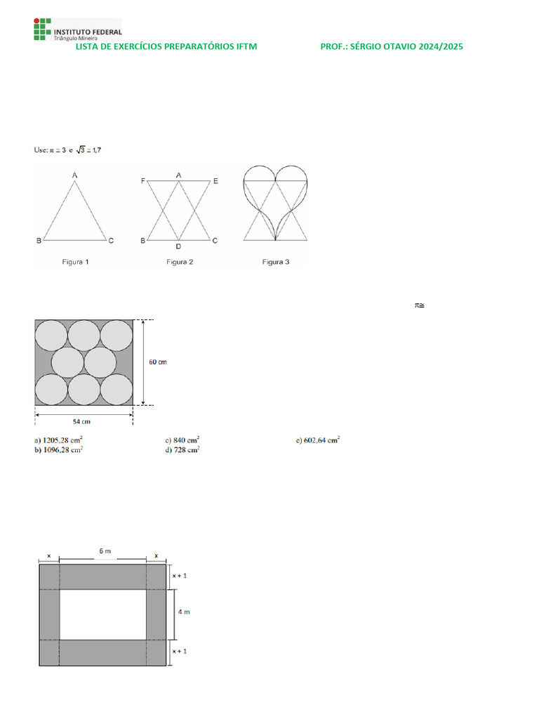 Lista Exercícios Areas PR 241011 140102 | PDF | Triângulo | Geometria ...