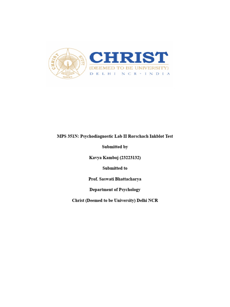 Rorschach Inkblot Test - Kavya Kamboj | PDF | Validity (Statistics ...