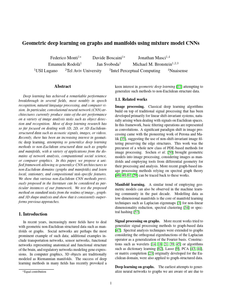 Geometric Deep Learning On Graphs and Manifolds Using Mixture Model ...