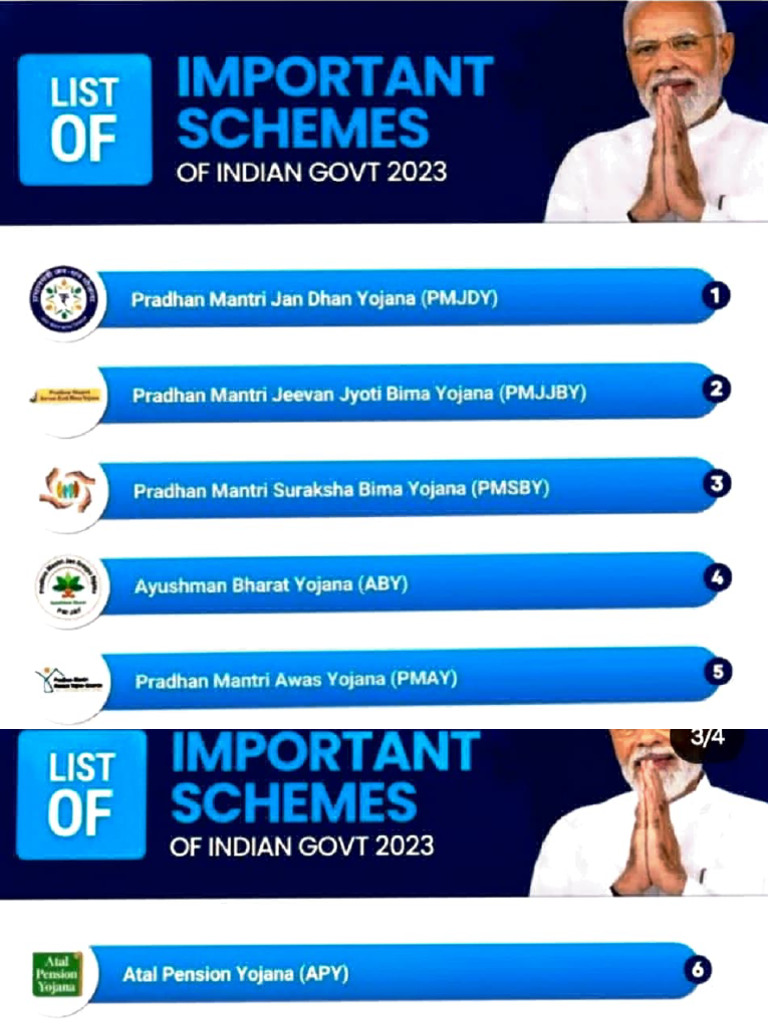 Indian Government Schemes 2023 List | PDF