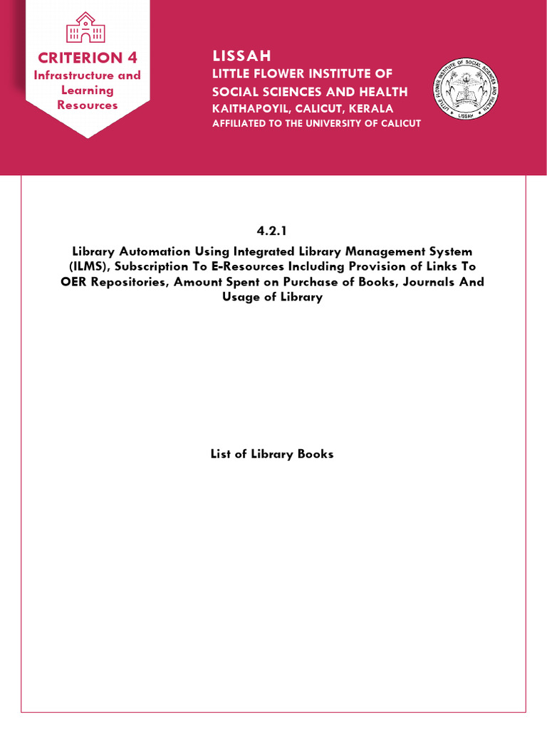 4.2.1 - List of Library Books | PDF | Liberal Arts Education