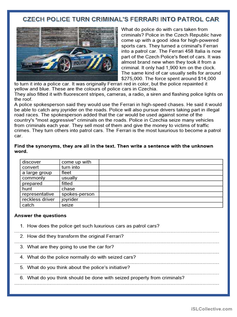 Easy Reading - Czech Police Turn Criminal's Ferrari Into Patrol Car ...