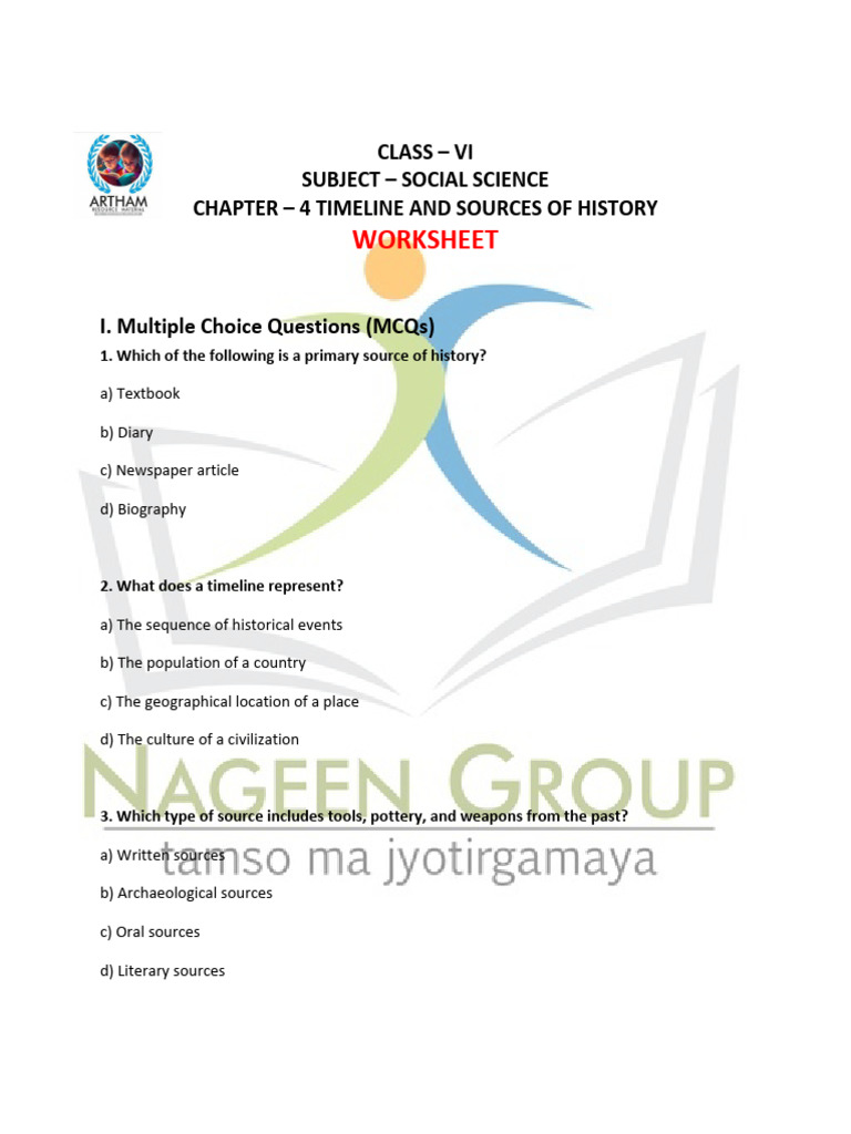 Class-6 Social Science Ch-4 Worksheet-1 | PDF | Artifact (Archaeology) | Teachers