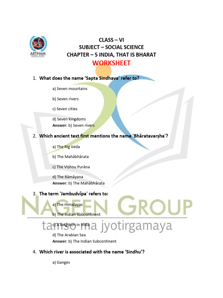Class-6 Social Science Ch-5 Worksheet | PDF | Expert | Teachers