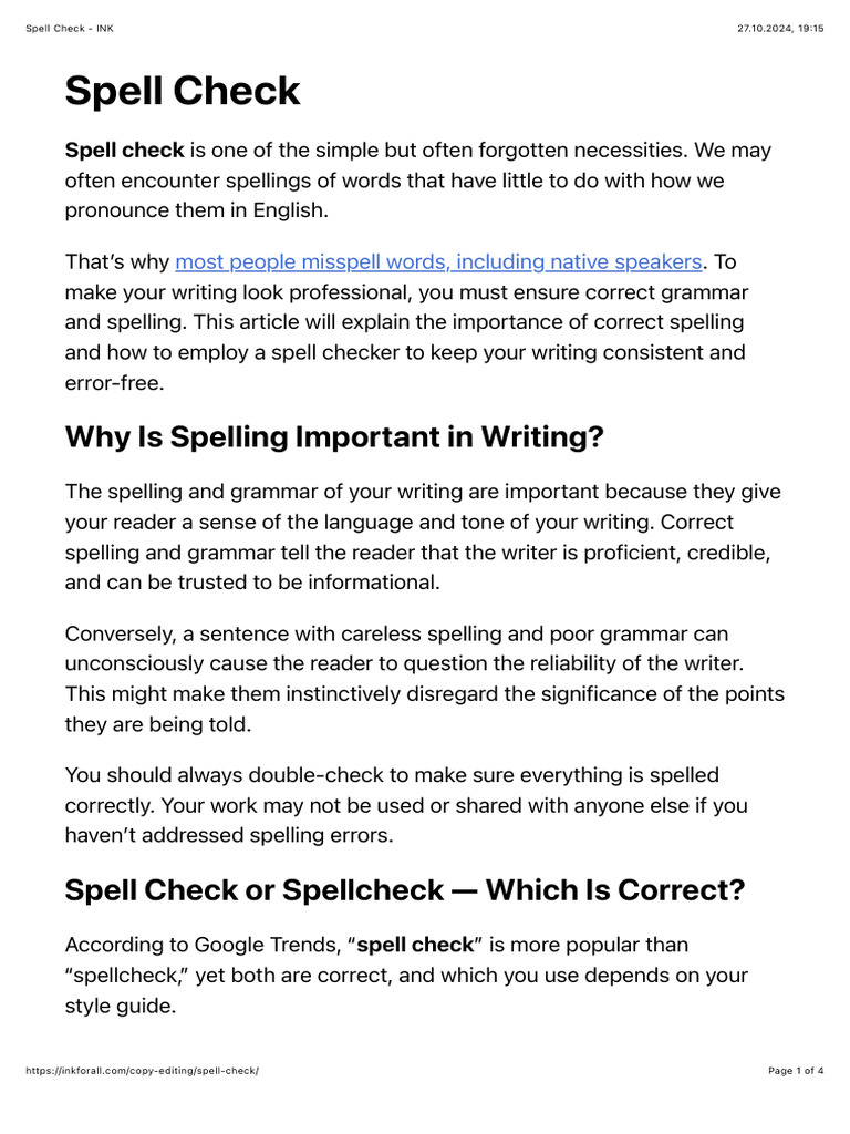 Spell Check - INK | PDF | Human Communication | Computing