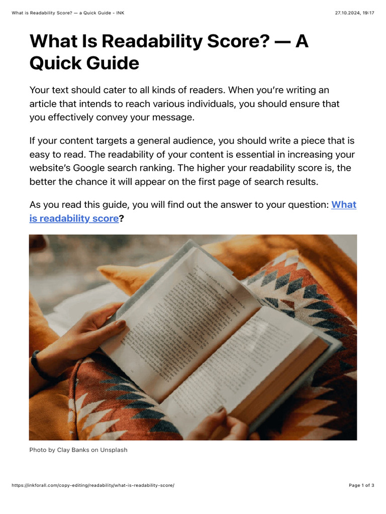 What Is Readability Score? - A Quick Guide - INK | PDF | Cognitive ...