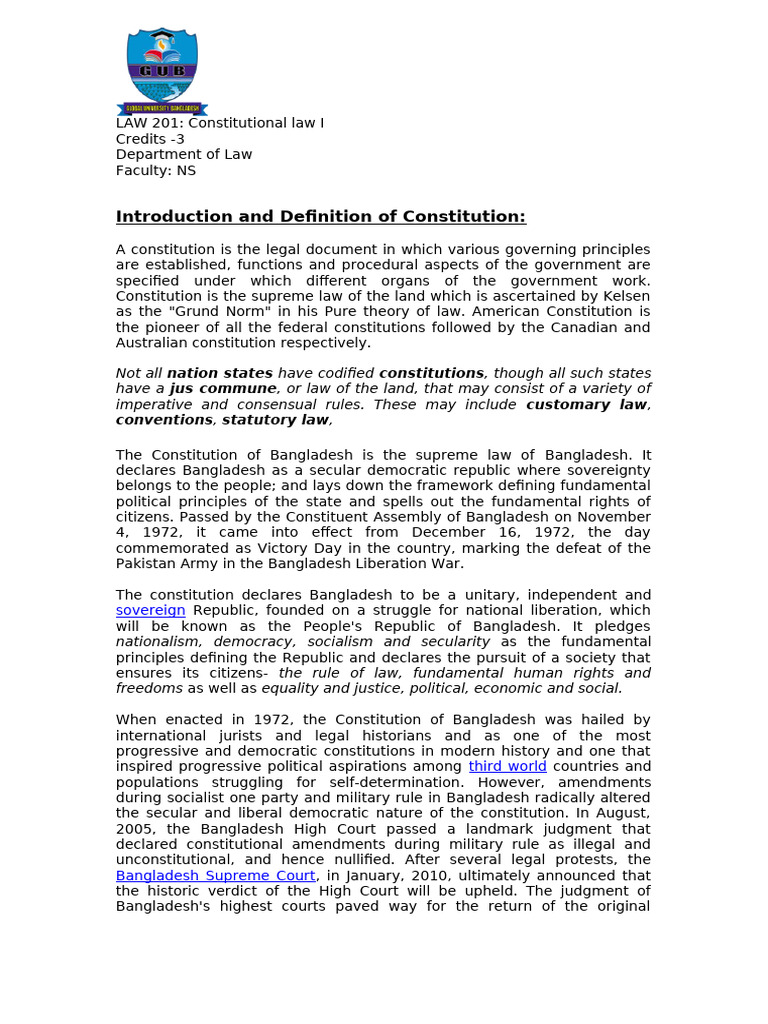 Lecture Notes 1 Constitutional Law | PDF | Constitutional Law ...