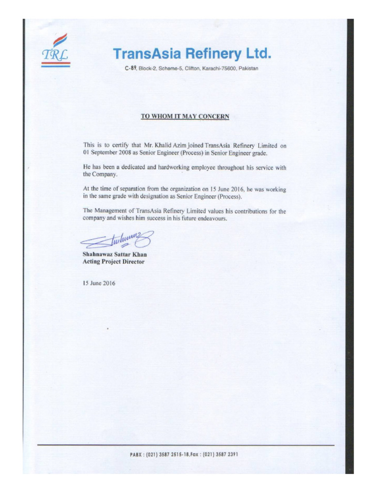 Trans Asia Certificate | PDF