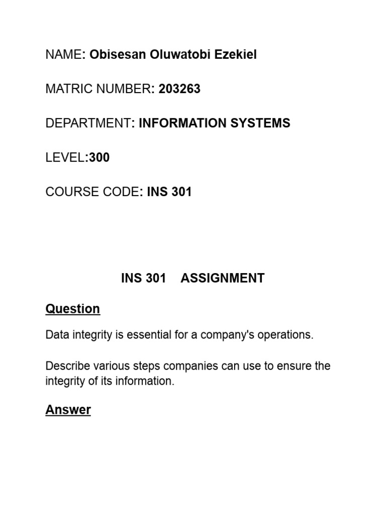 (203263) Ins 301 Assignment | PDF