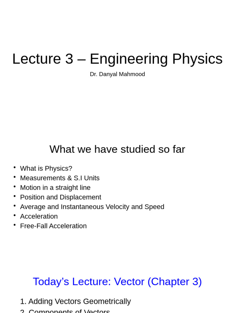 Week 3 Engineering Physics | PDF | Euclidean Vector | Acceleration