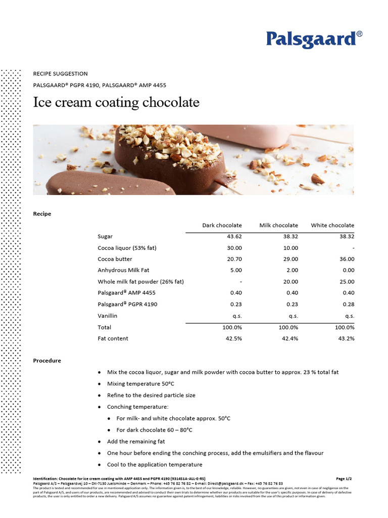 Chocolate For Ice Cream Coating With AMP 4455 and PGPR 4190 (931451A ...