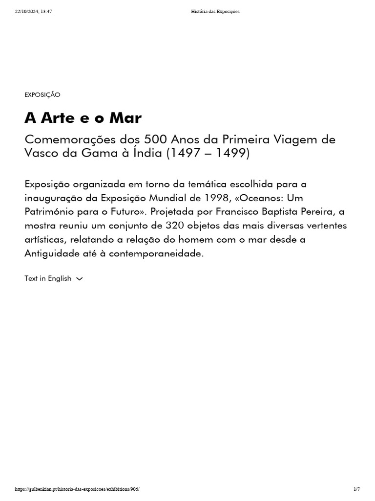 A Arte e o Mar Comemorações dos 500 Anos da Primeira Viagem de Vasco da ...