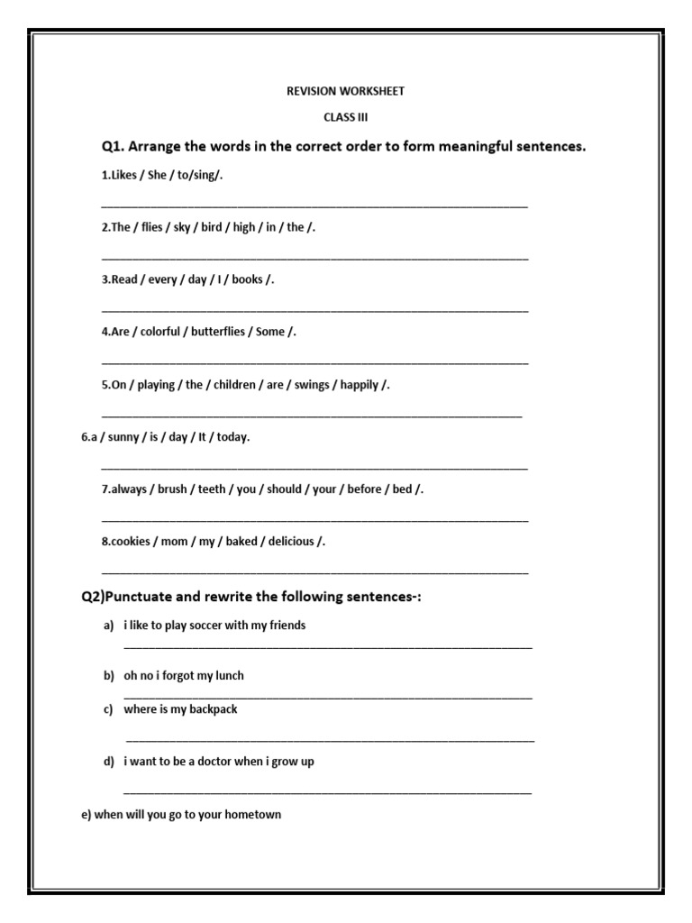 Class-3 English Worksheet | PDF | Grammatical Gender | Linguistic ...