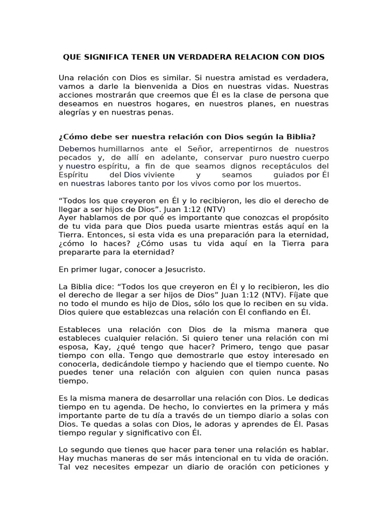 Relación Íntima con Dios: Guía Práctica | PDF | Amor | Cristo (título)