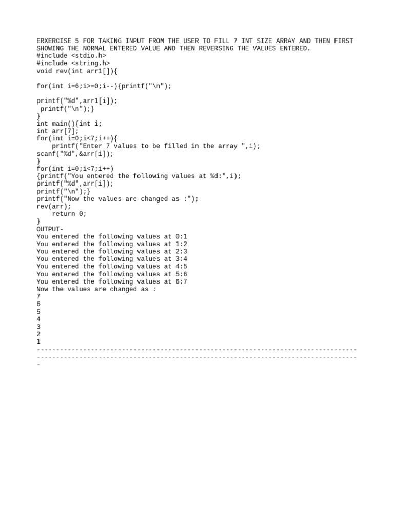 Array Reversal Exercise | PDF