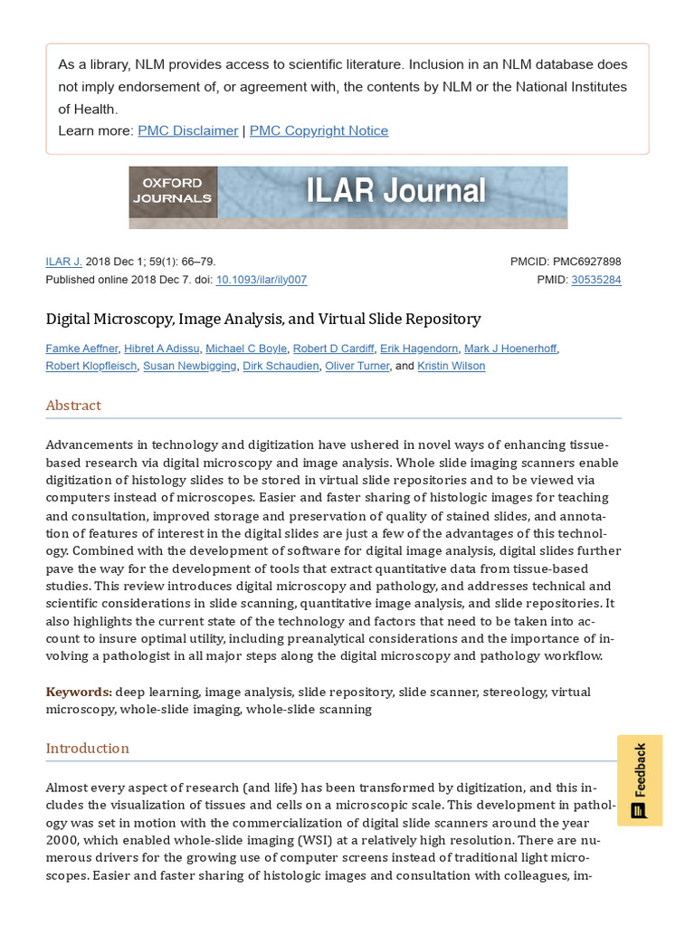 Digital Microscopy, Image Analysis, and Virtual Slide Repository - PMC ...