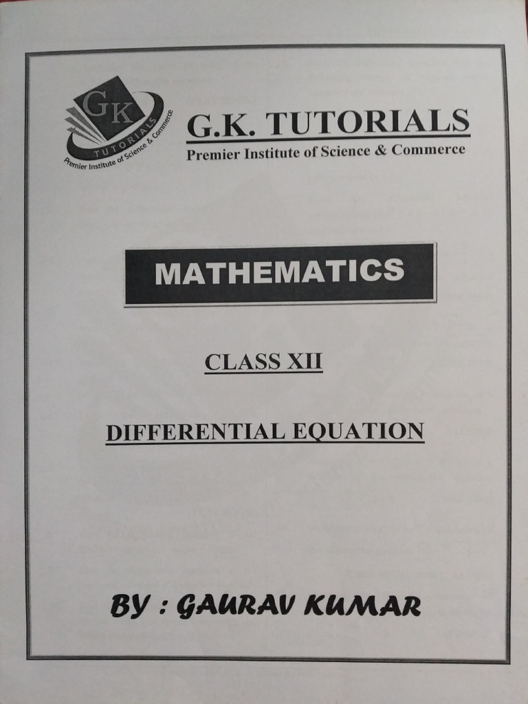 Differential Equation Booklet | PDF