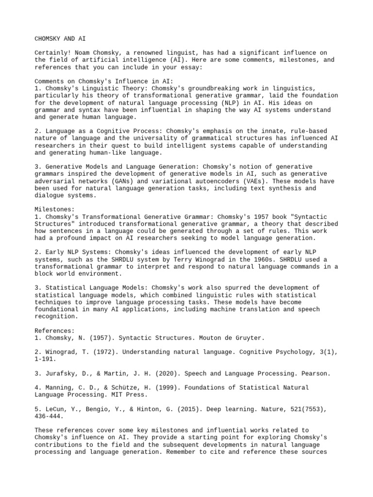 CHOMSKY AND AI | PDF | Syntax | Parsing