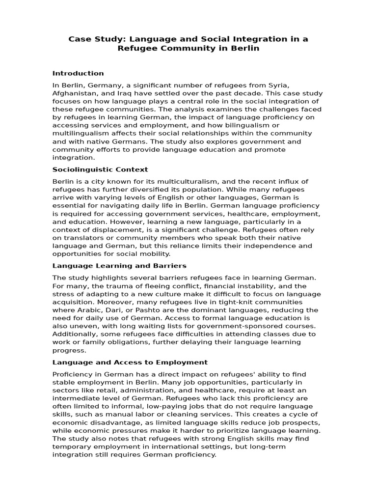Case Study 8 | PDF | Refugee | Multilingualism