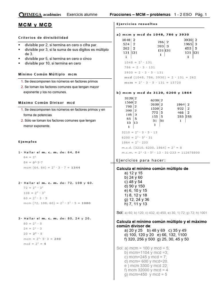 Ejer Cici o Sarit Me Tica | PDF | Álgebra | División (Matemáticas)