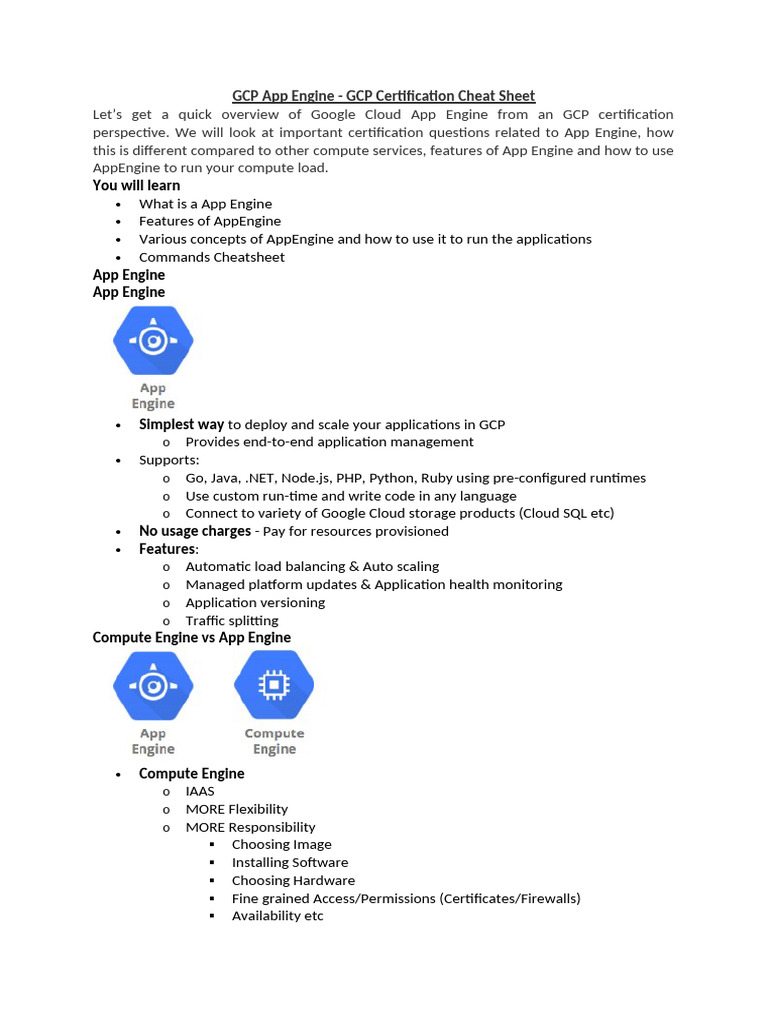 GCP App Engine Cheat Sheet | PDF | Information Technology | Computer Programming