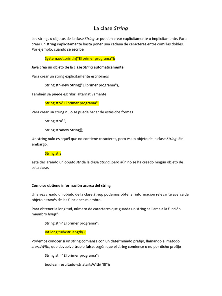 Clase String y Conversiones-1-7 | PDF | Cadena (informática) | Java (lenguaje de programación)
