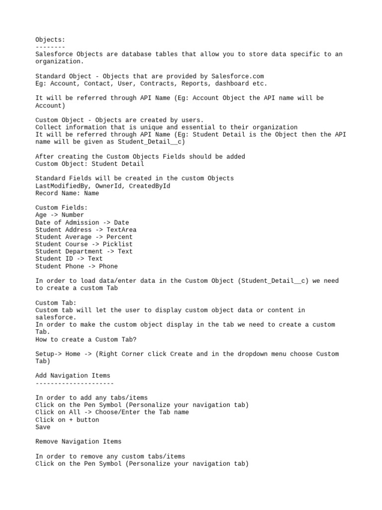 Custom Object Salesforce | PDF