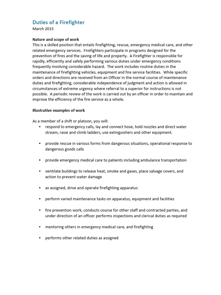 At-sces-duties of a Firefighter | PDF | Firefighter | Firefighting