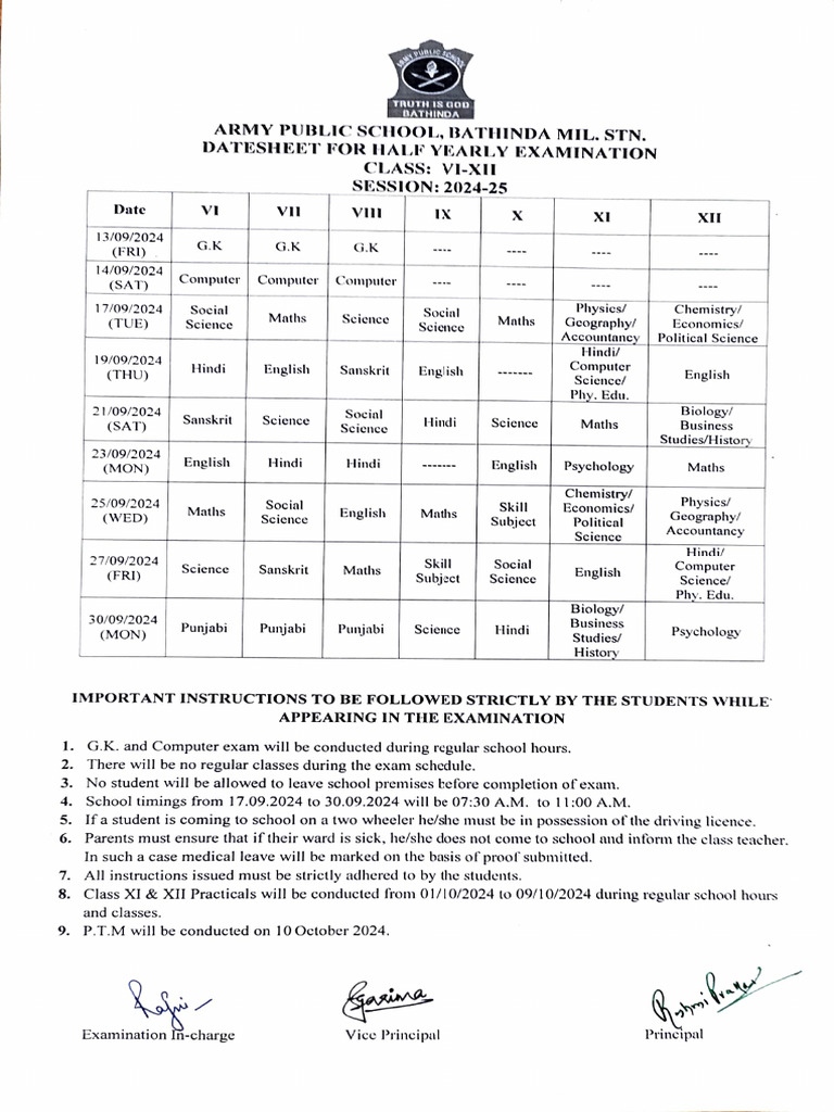 HY_Date sheet_2024-25 | PDF | Science