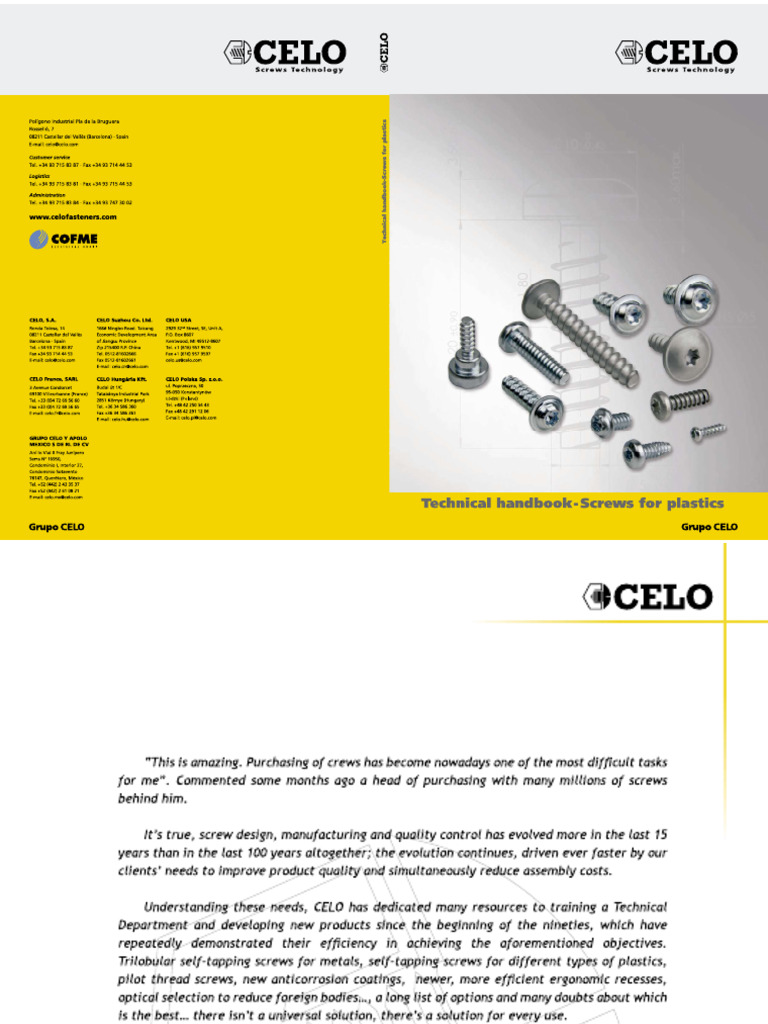 Screws For Plastic CELO | PDF