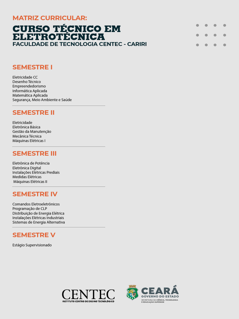 Curso Tecnico Em Eletrotecnica Fatec Cariri Pdf Tecnologia E Engenharia