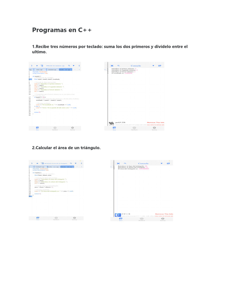Practica 02 Programas en C | PDF | Juegos y actividades | Métodos y ...