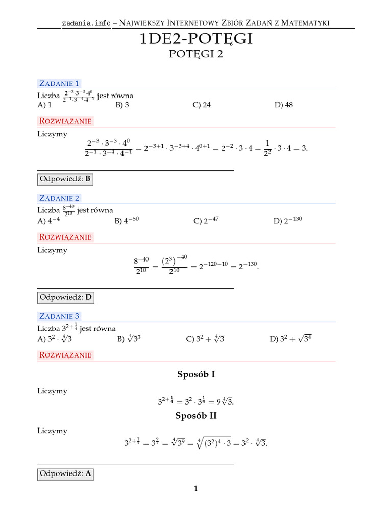 1de2-Potęgi - Rozw | PDF